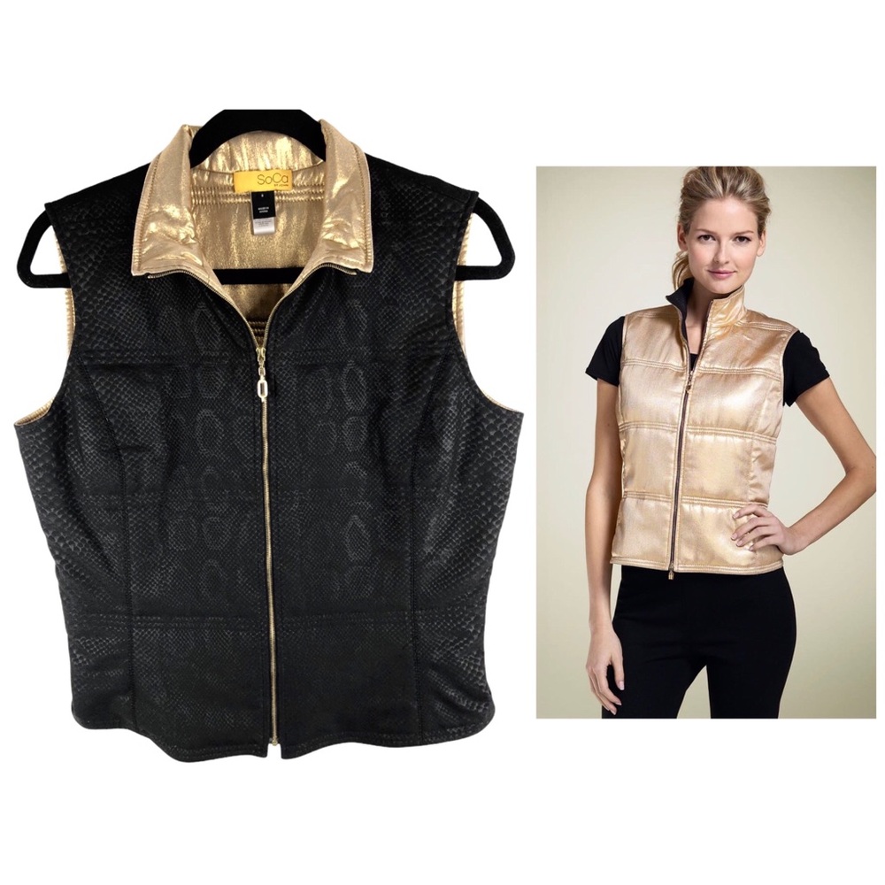 St. John Soca Black Snake & Gold Reversible Vest - Gem